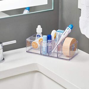 iDesign 1547 Med+ Bathroom Vanity Divided Organizer, Medication and Bathroom Accessory Organization, 7.1" x 3.1" x 5.1", Clear