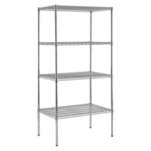 sandusky lee ws362486-c chrome steel wire shelving, 4 adjustable shelves, 800 lb. per shelf capacity, 86" height x 36" width x 24" depth