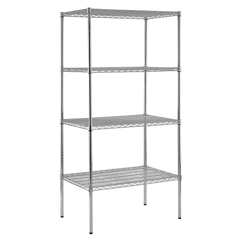 Sandusky Lee WS362486-C Chrome Steel Wire Shelving, 4 Adjustable Shelves, 800 lb. Per Shelf Capacity, 86" Height x 36" Width x 24" Depth