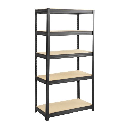 Safco Products 6245BL Boltless Steel & Particleboard Shelving 36" W x 18" D x 72" H with 5 Shelves, Black