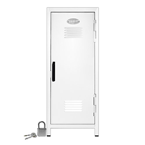 Mini Locker with Lock and Key White -10.75" Tall x 4.125" x 4.125"