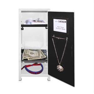 Mini Locker with Lock and Key White -10.75" Tall x 4.125" x 4.125"