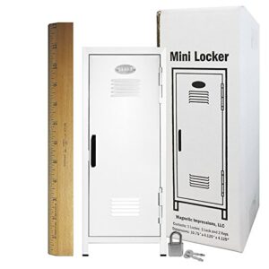 Mini Locker with Lock and Key White -10.75" Tall x 4.125" x 4.125"