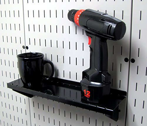 Wall Control Pegboard Shelf 4in Deep Pegboard Shelf Assembly for Wall Control Pegboard and Slotted Tool Board – Black