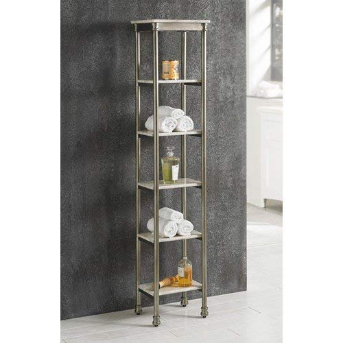 Home Styles The Orleans Six Tier Tower with Marble Laminate Shelves, Sturdy Powder-Coated Steel Frame