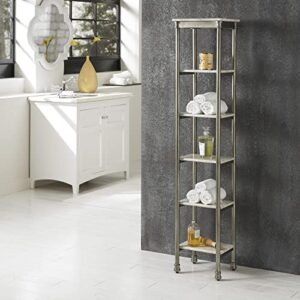 Home Styles The Orleans Six Tier Tower with Marble Laminate Shelves, Sturdy Powder-Coated Steel Frame