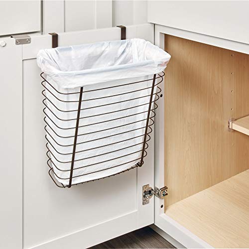 iDesign Steel Over-The-Cabinet Waste Basket or Storage Bin, The Axis Collection, 7.1" x 12.2" x 14.2", Bronze