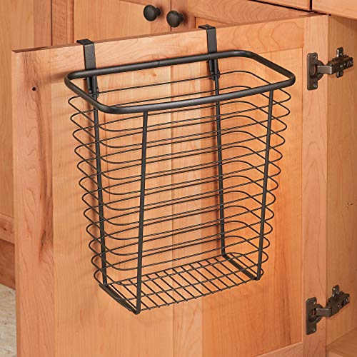 iDesign Steel Over-The-Cabinet Waste Basket or Storage Bin, The Axis Collection, 7.1" x 12.2" x 14.2", Bronze