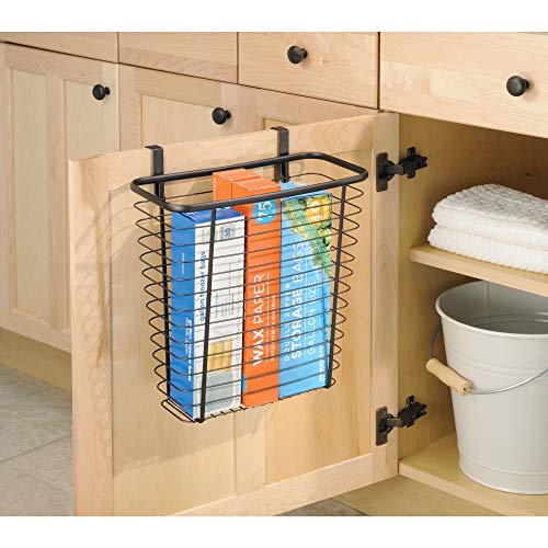 iDesign Steel Over-The-Cabinet Waste Basket or Storage Bin, The Axis Collection, 7.1" x 12.2" x 14.2", Bronze