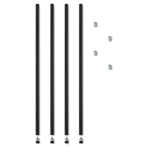 Alera Sw59po36bl Stackable Posts For Wire Shelving, 36-Inch High, Black, 4/Pack