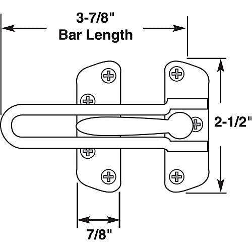 Defender Security U 9899 Bar Door Guard swing lock, 3-7/8 in, Antique Brass