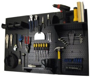 pegboard organizer wall control 4 ft. metal pegboard standard tool storage kit with black toolboard and black accessories