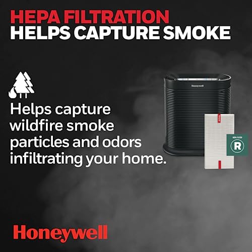 Honeywell HPA200 HEPA Air Purifier for Large Rooms - Microscopic Airborne Allergen+ Reducer, Cleans Up To 1500 Sq Ft in 1 Hour - Wildfire/Smoke, Pollen, Pet Dander, and Dust Air Purifier – Black