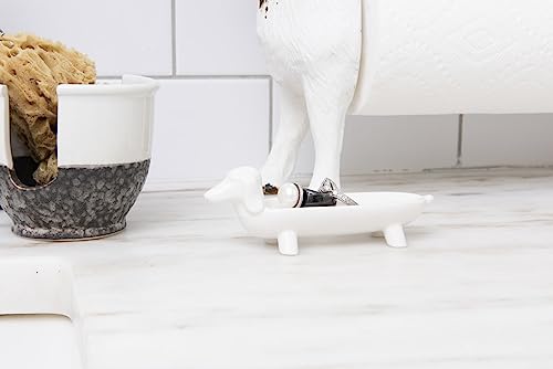 Creative Co-Op Elongated White Ceramic Dog Dish