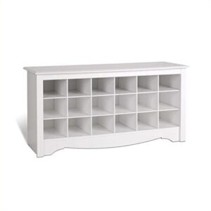 prepac white shoe storage cubbie bench