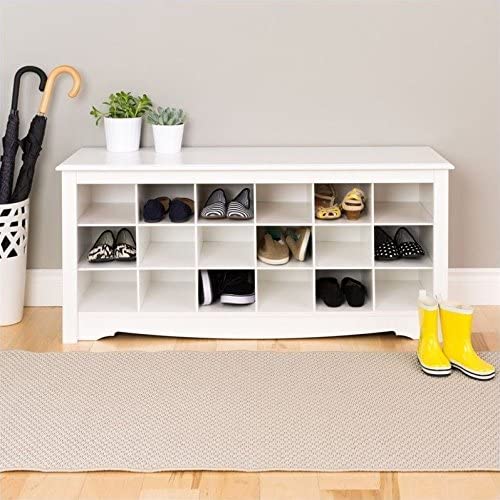 PREPAC White Shoe Storage Cubbie Bench