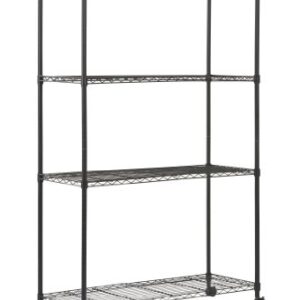 Sandusky MWS481872 4-Tier Mobile Wire Shelving Unit with 2" Nylon Casters, 4 Wire Shelves, Black, 72" Height x 48" Width x 18" Depth