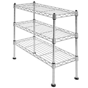 seville classics compact mini desktop metal steel wire shelf organizer unit shelving for cabinets, bath, kitchen, countertop, 3-tier, 17. 5" w x 7. 5" d, ultrazinc