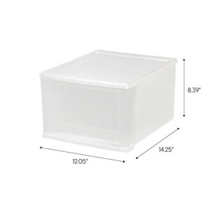 IRIS USA 17 Qt. Plastic Stackable Storage Drawers, Medium, 4 Pack, Multi-Purpose Bins for Bedroom, Bathroom, Closet, Dorm, Craft Room, Garage, Nursery, Office, Under Sink, White