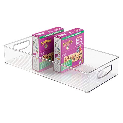 iDesign BPA-Free Plastic Pantry and Kitchen Storage, Freezer and Fridge Organizer Bin with Easy Grip Handles – 16” x 8” x 3”, Clear