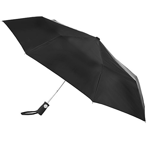 totes Men's Automatic Compact Umbrella,Water Repellent Canopy Black