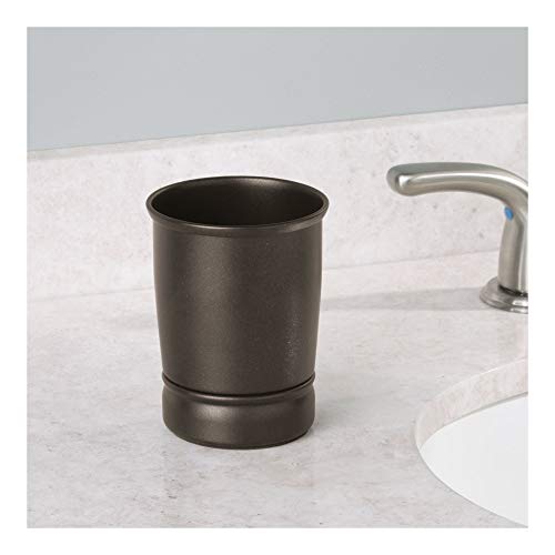 iDesign York Metal Tumbler, Makeup Brush Toothbrush Holder for Bathroom, Countertop, Desk, Dorm, College, and Vanity, 3.25" x 3.25" x 4.25", Bronze