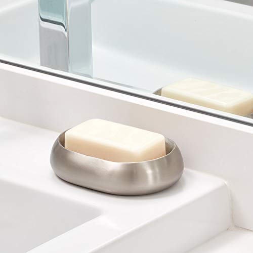 iDesign Nogu Metal Saver, Holder Tray for Bathroom Counter, Shower, Kitchen, 4" x 5.2" x 1.3", Soap Dish