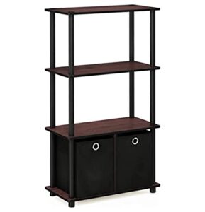 furinno nw889dc/bk go green 4-tier multipurpose storage rack w/bins, dark cherry/black