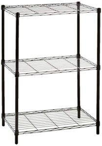 home basics wire shelving storage unit (3 tier, black)