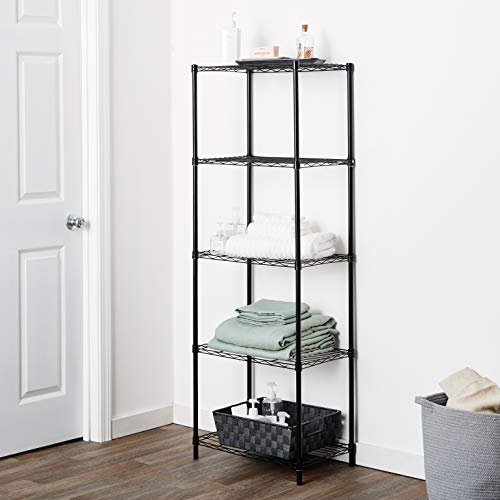 Home Basics Wire Shelving Storage Unit (5 Tier, Black)