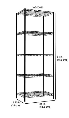 Home Basics Wire Shelving Storage Unit (5 Tier, Black)