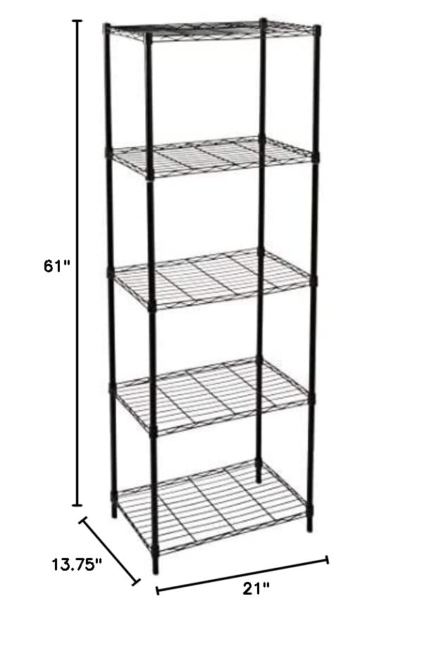 Home Basics Wire Shelving Storage Unit (5 Tier, Black)