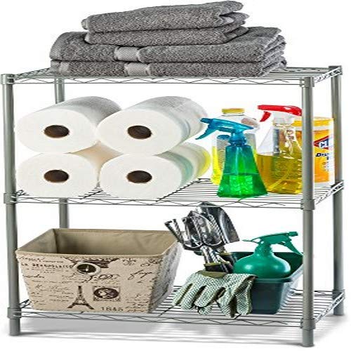 Home Basics Wire Shelving Storage Unit (3 Tier, Grey)