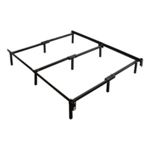 zinus compack metal 7 inch support bed frame for box spring and mattress set, black, king