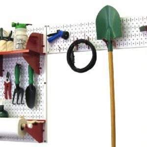 Wall Control Pegboard Garden Supplies Storage and Organization Garden Tool Organizer Kit with White Pegboard and Red Accessories