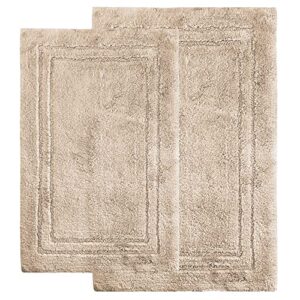 superior non-slip cotton 2 piece bath rug set with spray latex backing, 20" x 30", 24" x 36", stone