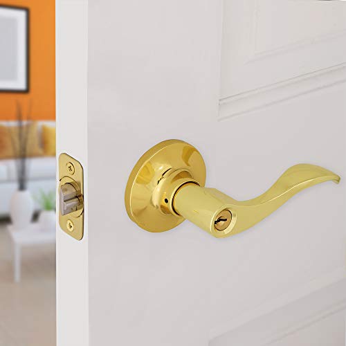 Honeywell Safes & Door Locks 8106001 Honeywell Locking Door Lever, Polished Brass