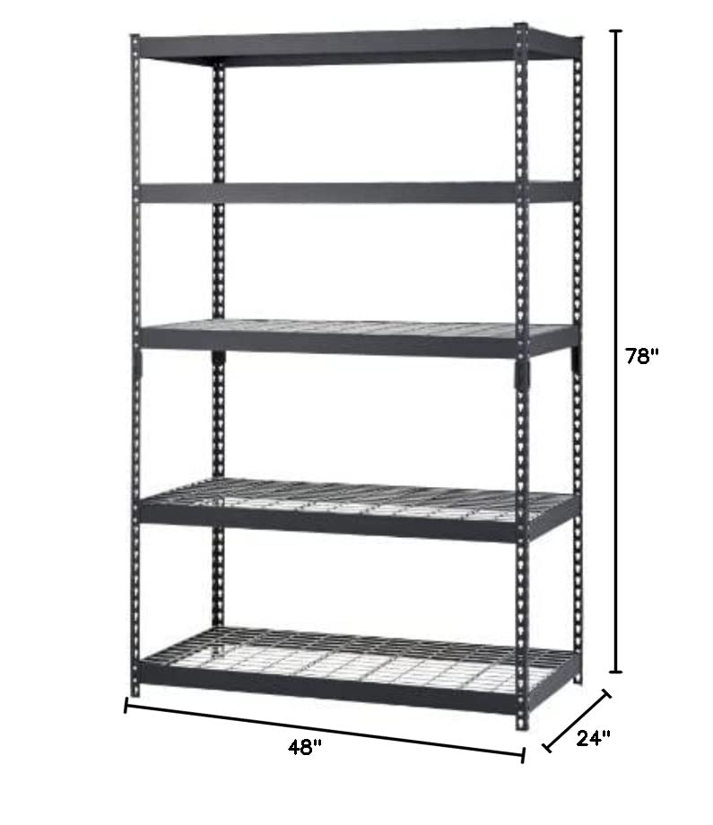 Edsal TRK-482478W5 Black Steel Shelving, 78" Height x 48" Width x 24" Depth