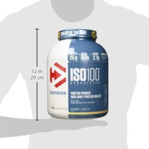 Dymatize ISO 100 Protein Powder with 25g of Hydrolyzed 100% Whey Isolate, Vanilla 5 Pound, Package may vary