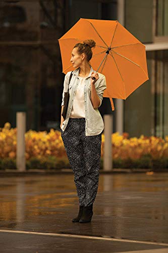 Lewis N. Clark Travel Umbrella Windproof & Water Repellent Fabric, Automatic Open Close & 1 Year Warranty, Orange