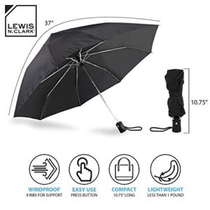 Lewis N. Clark Travel Umbrella Windproof & Water Repellent Fabric, Automatic Open Close & 1 Year Warranty, Orange