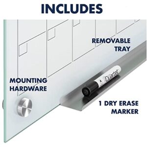 Quartet Magnetic Whiteboard Calendar, 3' x 2', Glass Dry Erase White Board Planner for Homeschool Supplies & Home Office Organization, 2 Magnets, 1 Dry Erase Marker, Frameless Infinity (GC3624F)