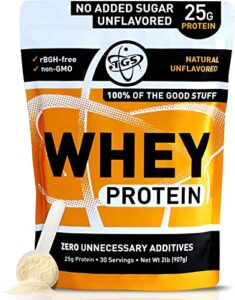 tgs 100% whey protein powder unflavored, unsweetened, keto friendly - 2lb - all natural, low carb, low calorie, soy free, gluten free, made in usa