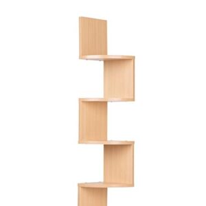 Danya B XF11035BH Large Decorative 5-Tier Corner Floating Wall Mount Display Shelving Unit - Beech Veneer