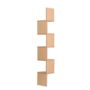 Danya B XF11035BH Large Decorative 5-Tier Corner Floating Wall Mount Display Shelving Unit - Beech Veneer