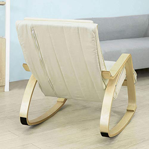 Haotian Comfortable Relax Rocking Chair with Foot Rest Design, Lounge Chair, Recliners Poly-Cotton Fabric Cushion,FST16-W,White Color