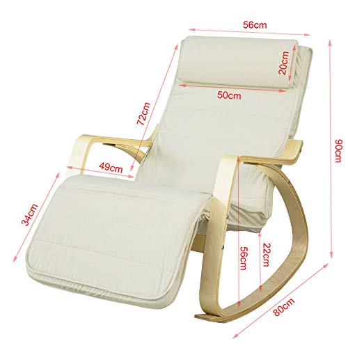 Haotian Comfortable Relax Rocking Chair with Foot Rest Design, Lounge Chair, Recliners Poly-Cotton Fabric Cushion,FST16-W,White Color