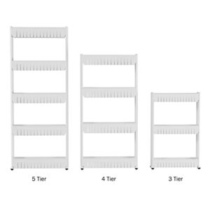 Lavish Store 3-Tier Rolling Cart – Narrow-Space Kitchen or Bathroom Slim Slide Shelves – Organization and Storage Furniture by Lavish Home, (L) 19.5” x (W) 5” x (H) 28”, White