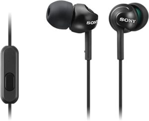 sony deep bass wired earphones with smartphone control and mic - metallic black