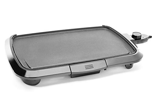 Chefman Electric Griddle, Fully Immersible and Dishwasher Safe Features, Adjustable Temperature Control Allows for Versatile Cooking and Removable Slide-out Drip Tray for Easy Cleaning, Black